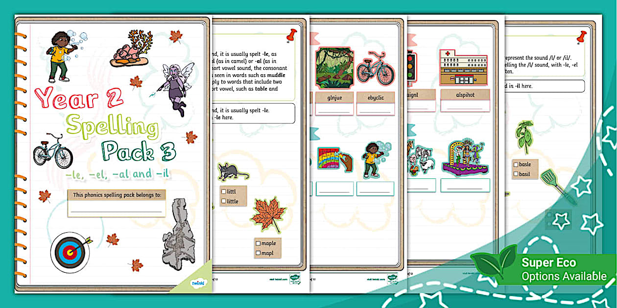 Year 2 Spelling Pack 3: -le, -el, -al and -il