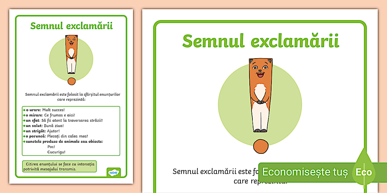 Semnul Exclamării - Ciclul Primar Planșă explicativă