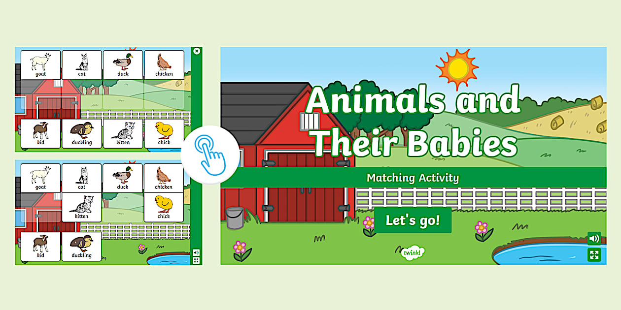 Animals and Their Babies Interactive Matching Game - Twinkl