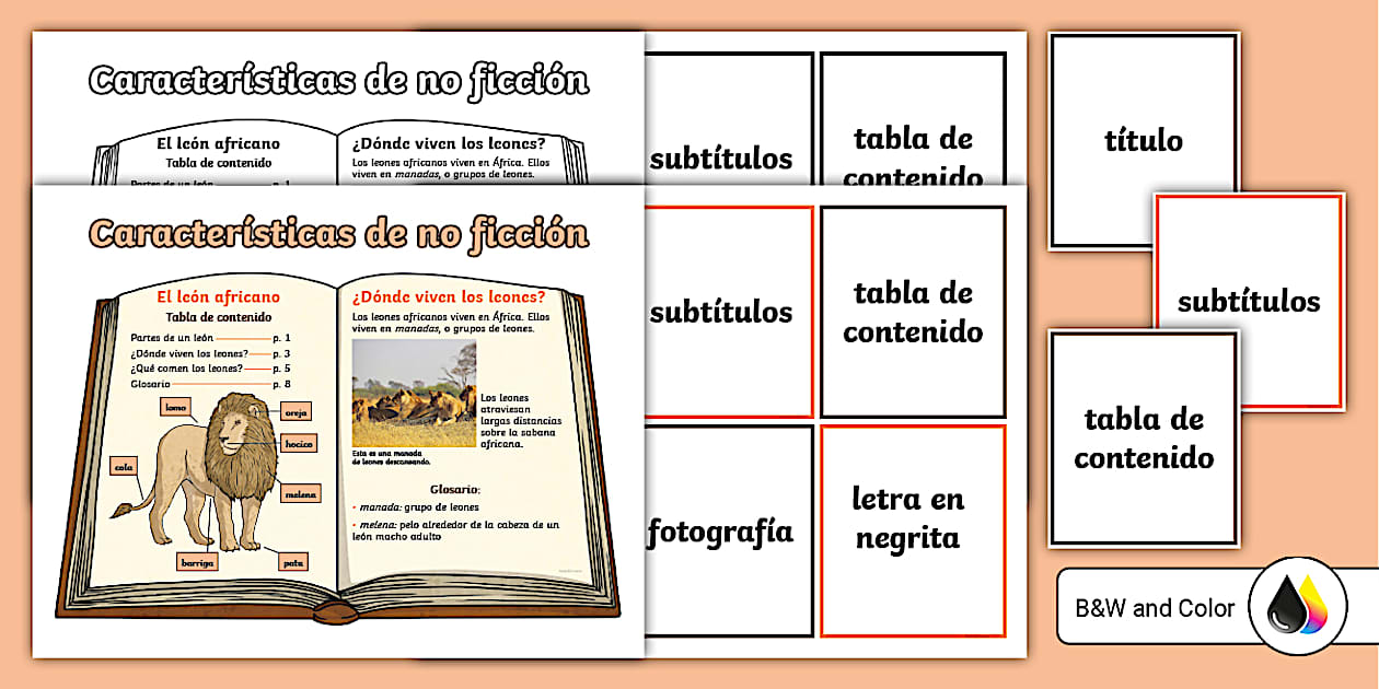 Nonfiction text features in Spanish / Twinkl USA - Twinkl