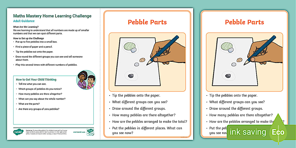 👉 Maths Mastery Composition of 0-5 Home Challenge Pebble Parts