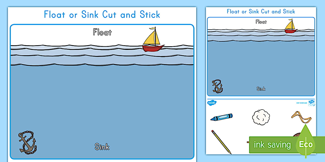 Float or Sink? Cut and Paste Sorting Worksheet - Science - Twinkl