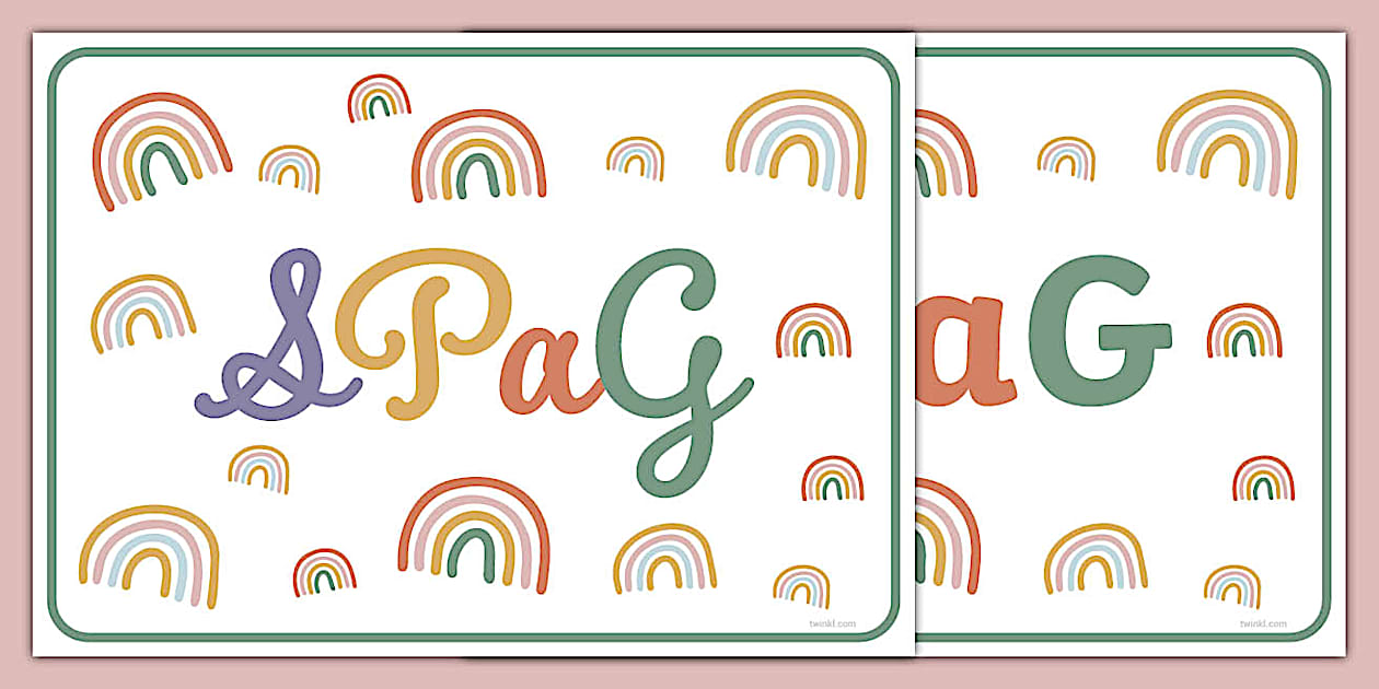 Muted Rainbow Themed SPaG Display Poster (Teacher-Made)