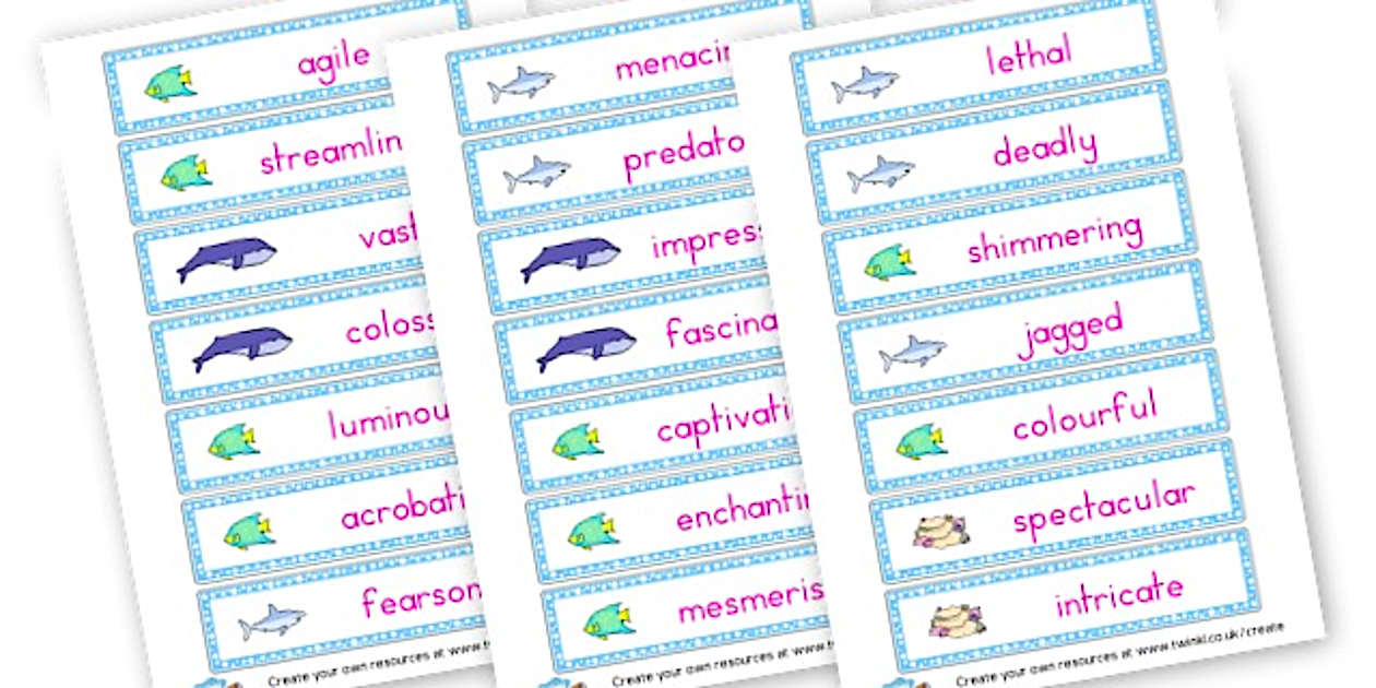 Deep Down Under Adjective Word Cards - Twinkl