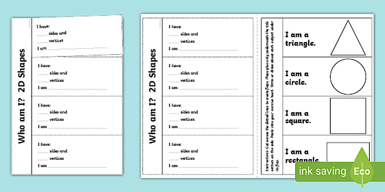 Who am I? 2D shapes Flip Book (teacher made) - Twinkl