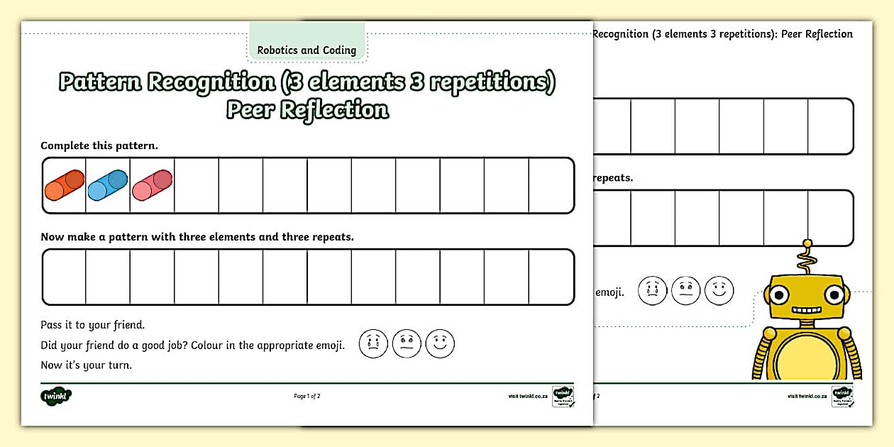 Grade 1 Complete the Patterns Peer Reflection 3x3 - Twinkl