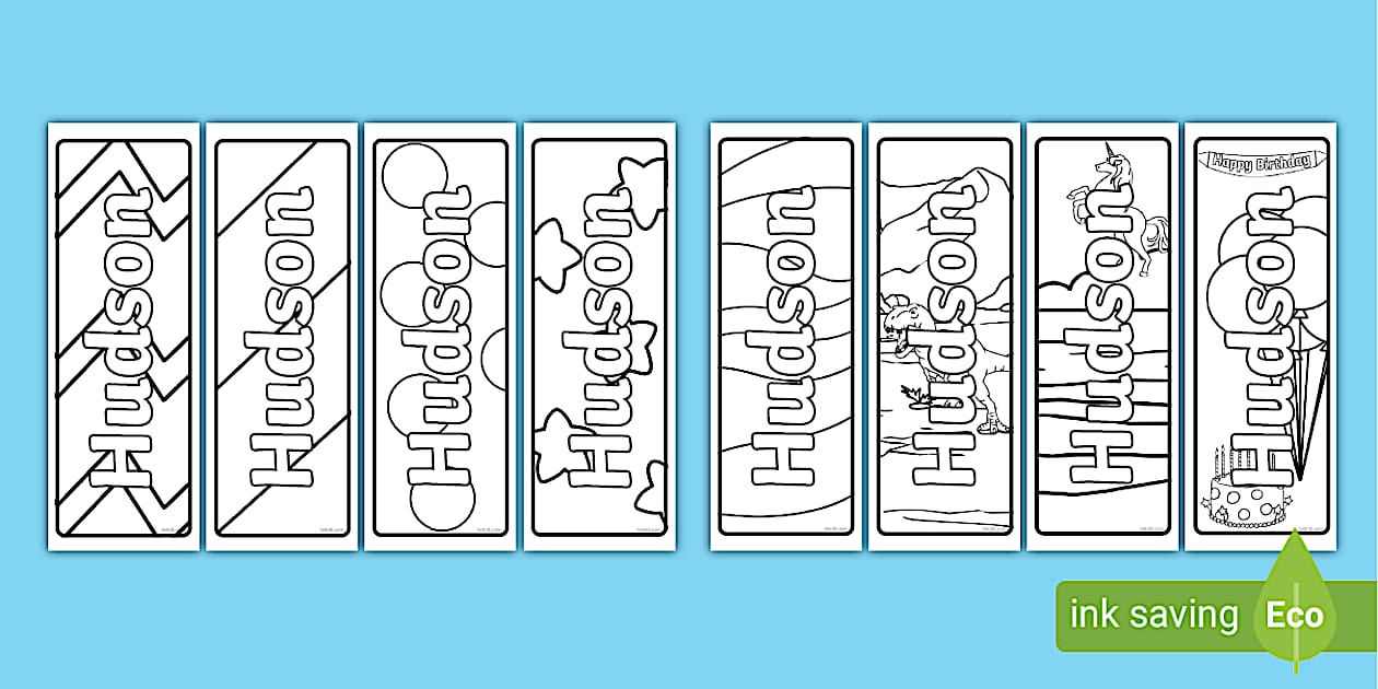 Free Hudson Name Simple Colouring Bookmarks for Children!