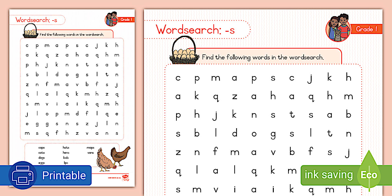 Grade 1 Phonics: -s Wordsearch (teacher made) - Twinkl