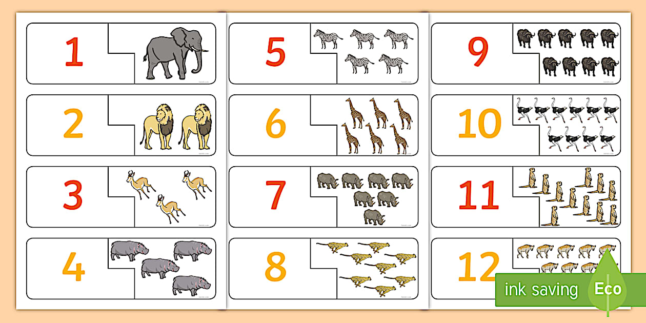 Safari Themed Counting Puzzle (teacher made) - Twinkl
