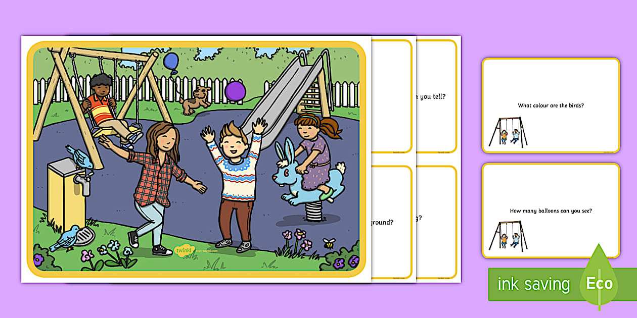 Editable Playground Scene and Question Cards (teacher made)