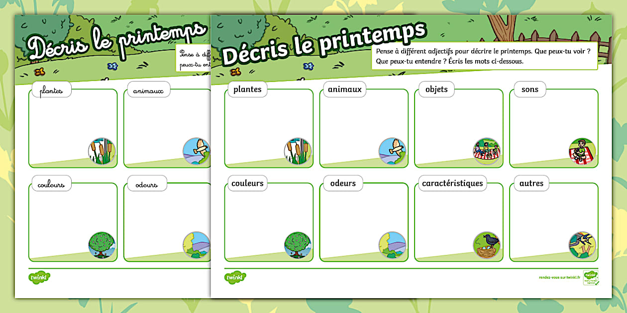 * NEW * Feuille de travail : Les adjectifs de printemps