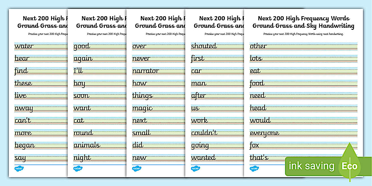 High Frequency Words Handwriting Worksheet - Primary Resources