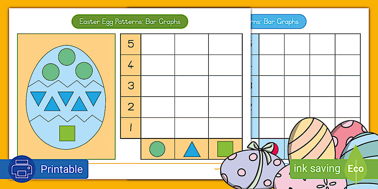 Grade R Data Handling Easter Egg Patterns Bar Graph - Twinkl