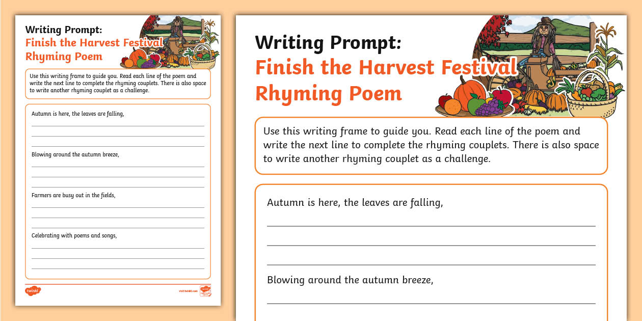 Writing Prompt: Finish the Harvest Festival Rhyming Poem