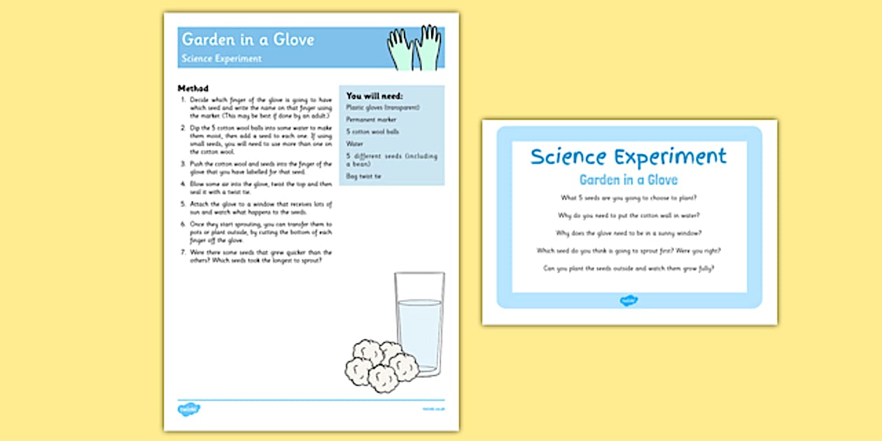 EYLF Garden in a Glove Science Experiment Pack - Twinkl