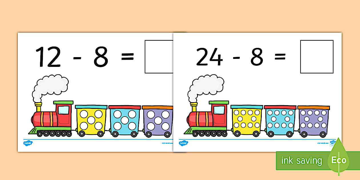 Number Trains Subtraction Worksheet / Worksheets - Twinkl