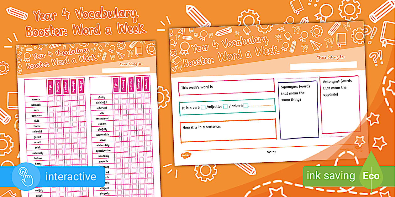 Year 4 Vocabulary Booster: Word a Week