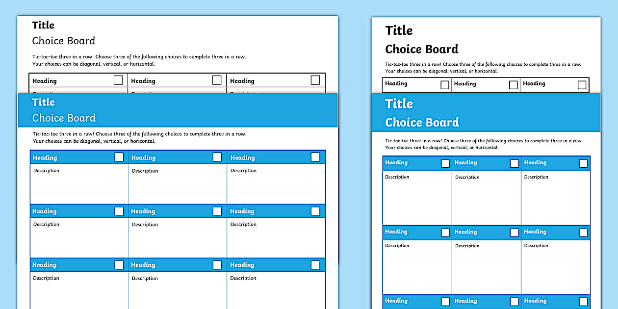 Choice Board Template - Twinkl USA Resources (Teacher-Made)