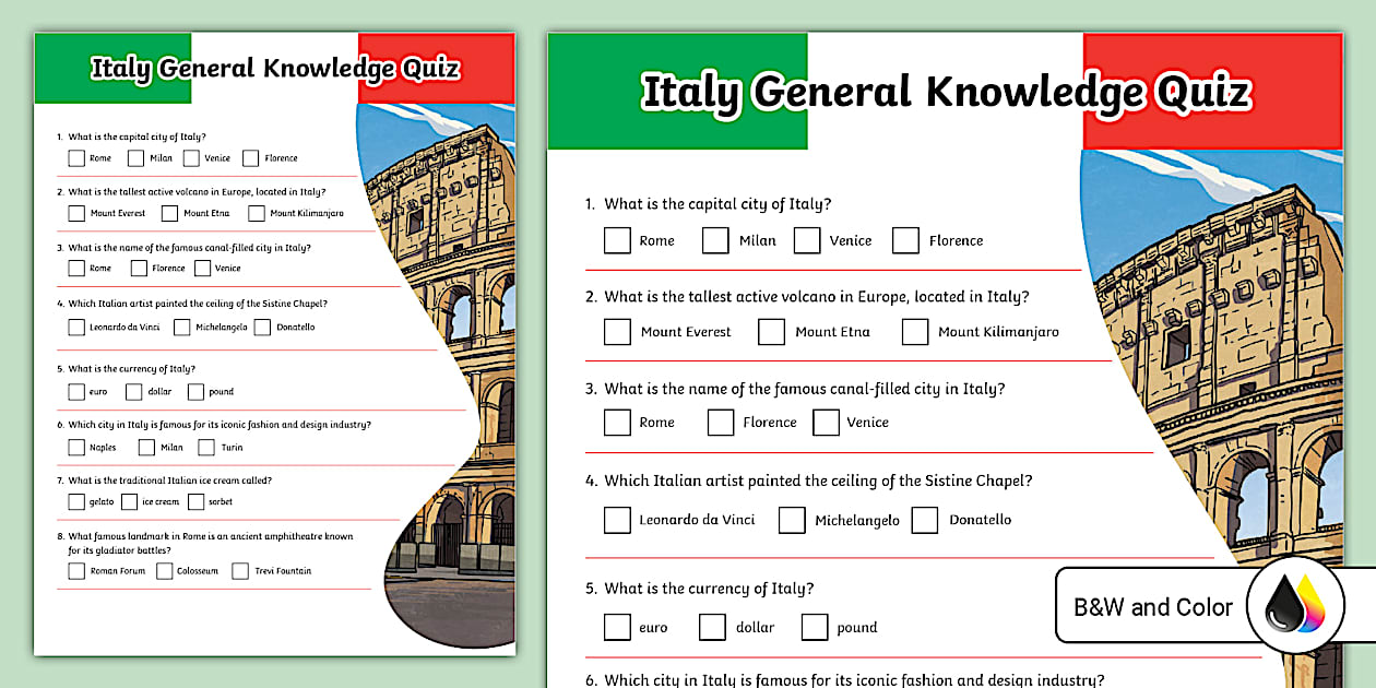 General Knowledge about Italy Quiz (teacher made) - Twinkl