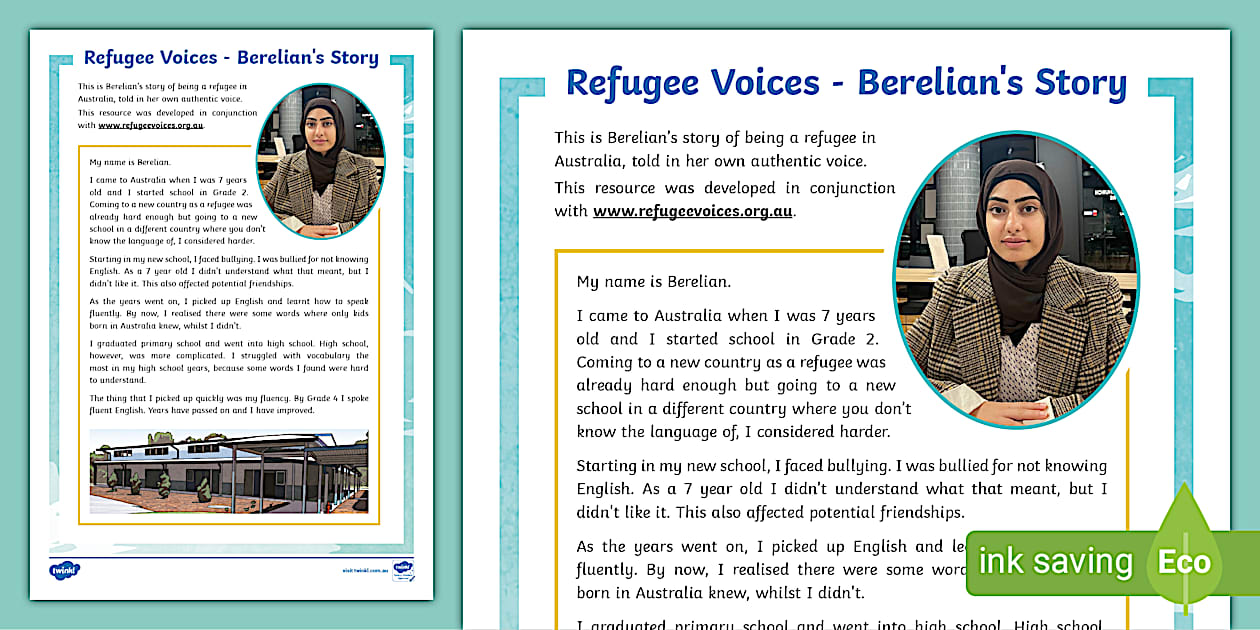 Editable Refugee Voices - Berelian's Story (teacher made)
