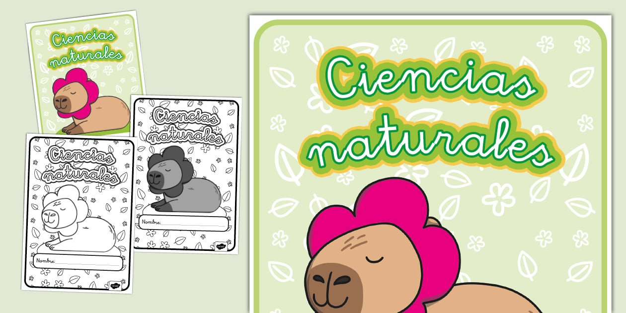 Portadas de cuaderno: Ciencias naturales - Capibaras