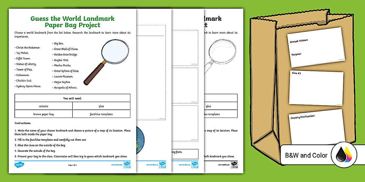 Guess the World Landmark Paper Bag Project With Self-check and Grading ...
