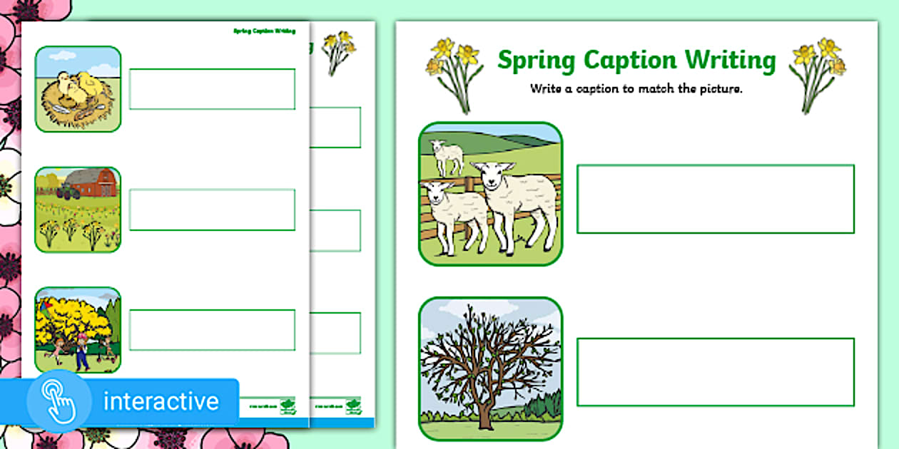 Interactive PDF: Spring-Themed Caption Writing Activity