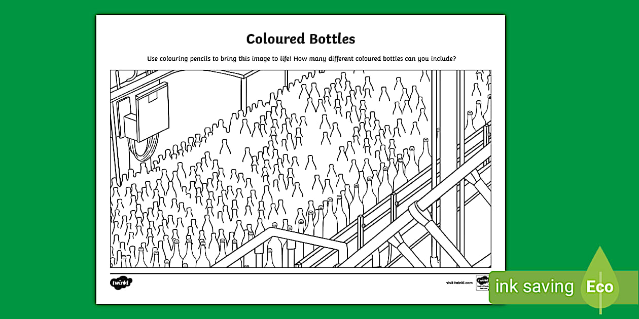 Coloured Bottles Colouring Page (teacher made) - Twinkl