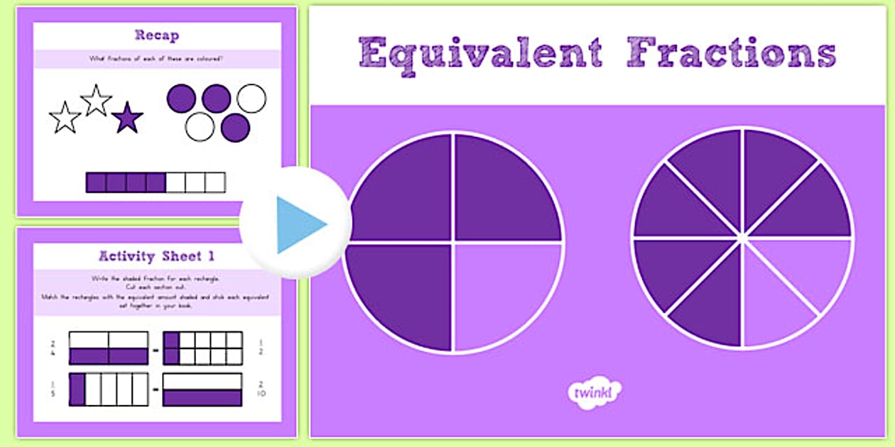 Equivalent Fractions PowerPoint with Worksheets - australia