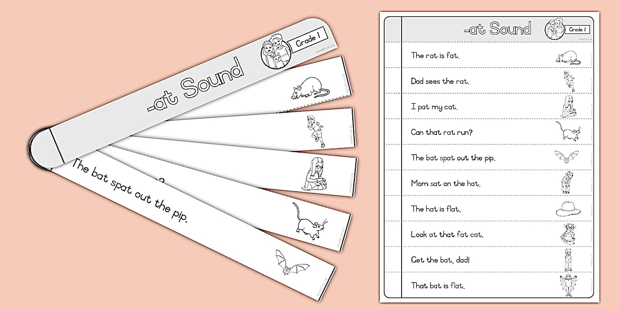 Grade 1 Phonics: -at Reading Strips