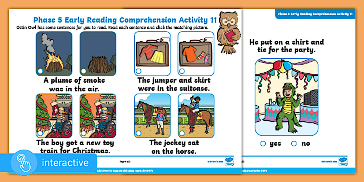 Interactive PDF: Phase 5 EYFS Reading Comprehension Activity