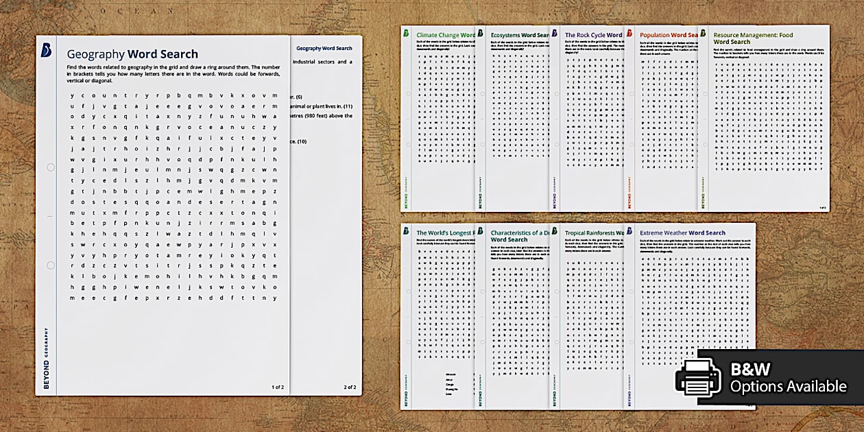 Geography Word Search Pack | Beyond (teacher made) - Twinkl