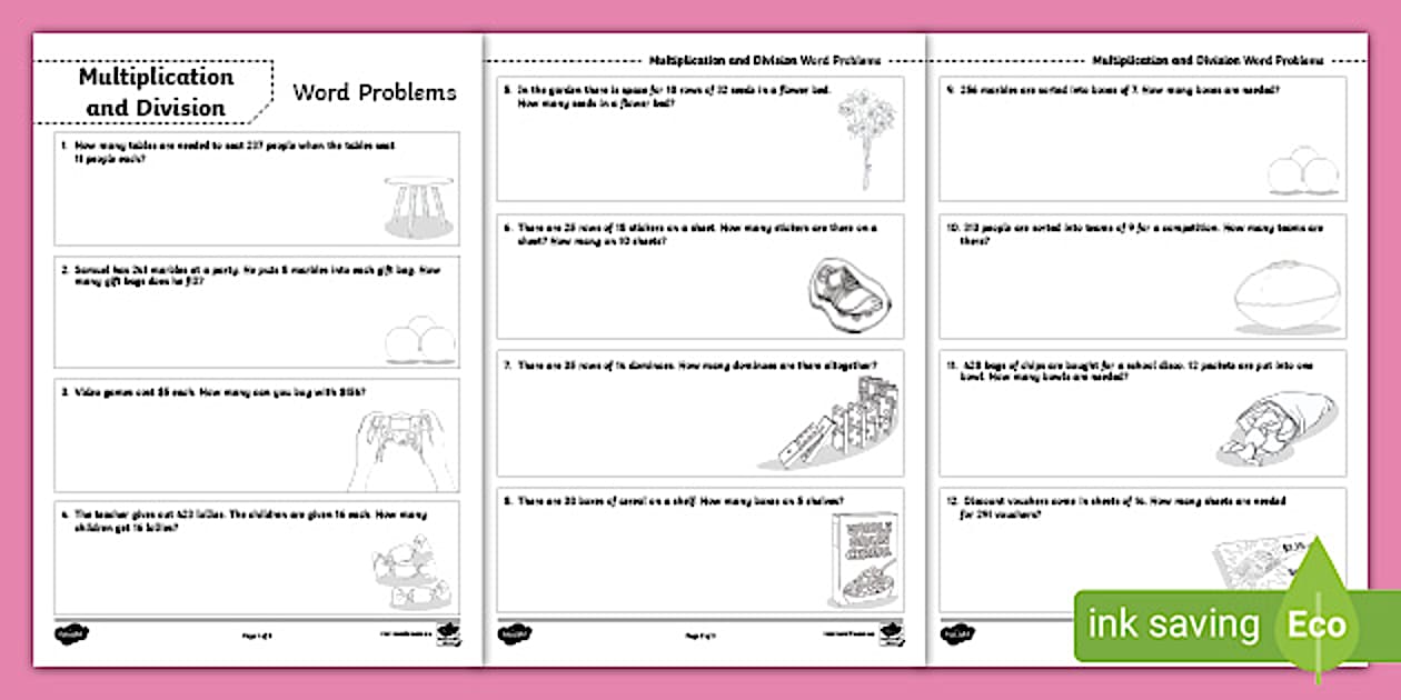 Multiplication and Division Word Problems (teacher made)