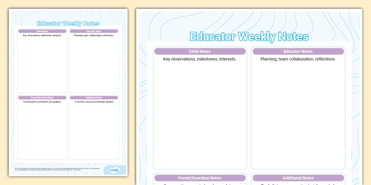 Educator Weekly Notes (Teacher-Made) - Twinkl