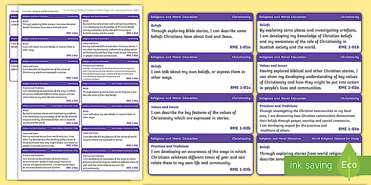 Editable CfE First Level Religious and Moral Education Experiences and