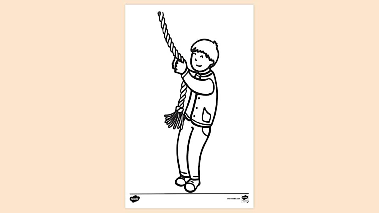 Child Bell Ringing Colouring | Colouring Sheets - Twinkl