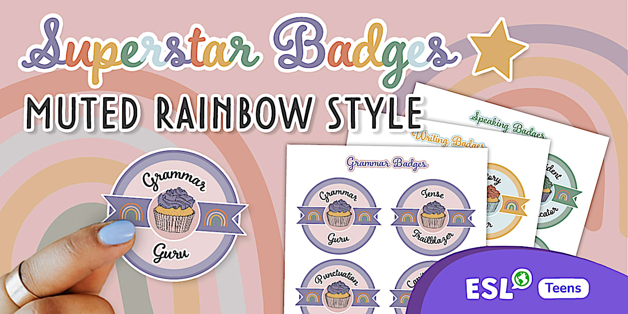 ESL Superstar Class Badges for Teens English Skills