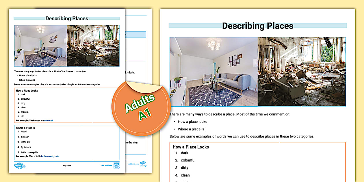 ESL Describing Places Activity Sheet [Adults, A1] - Twinkl