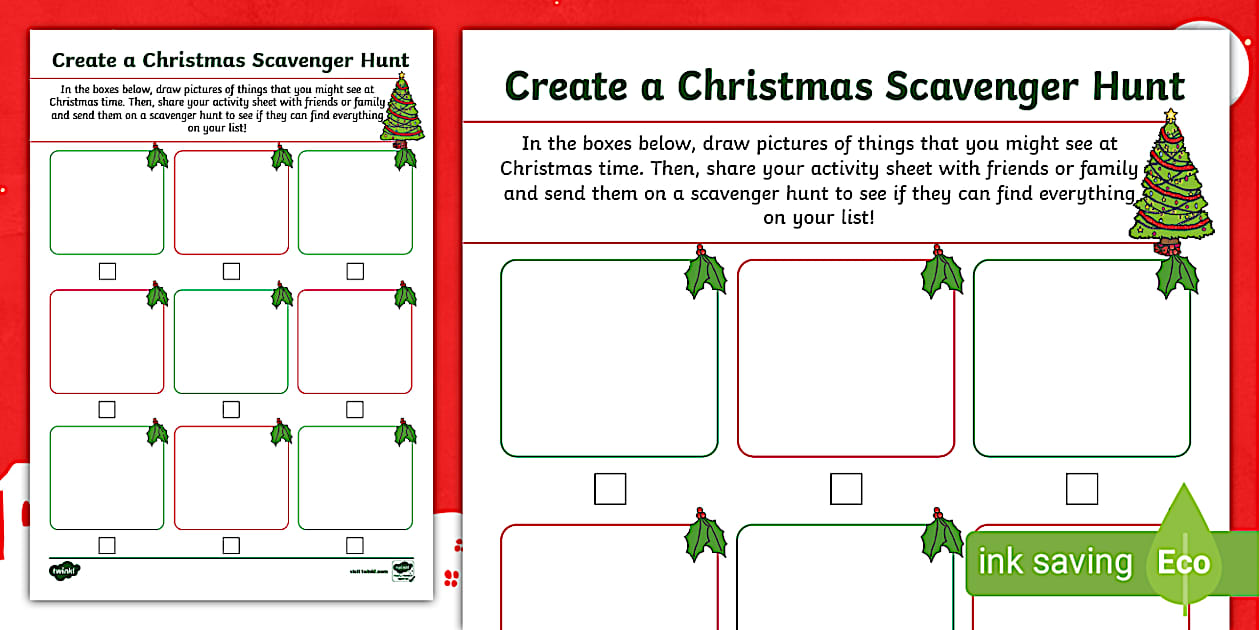 Create a Christmas Scavenger Hunt Activity Sheet - Twinkl