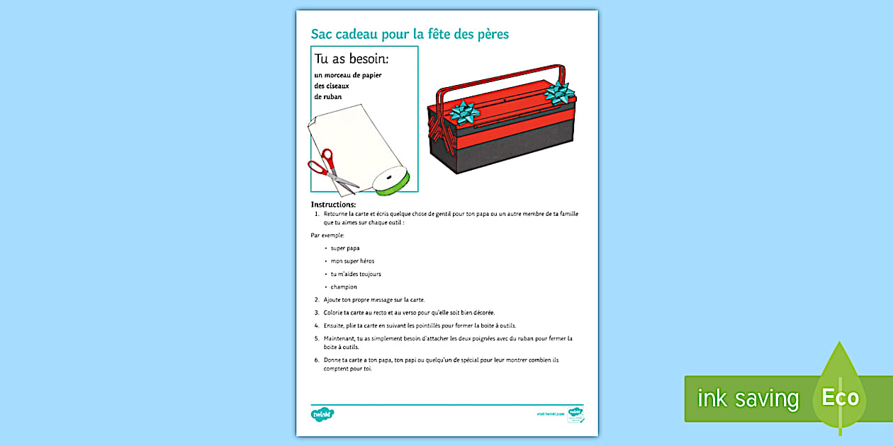 Father's Day Toolkit Card French (teacher made) - Twinkl