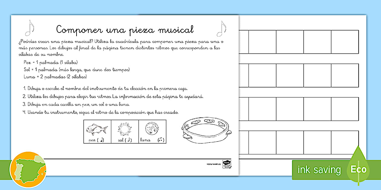 Ficha de actividad: Componer una pieza musical - Twinkl
