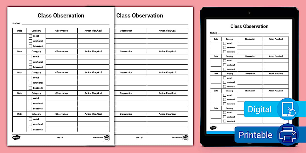 Class Observation Teacher Notes (teacher made) - Twinkl