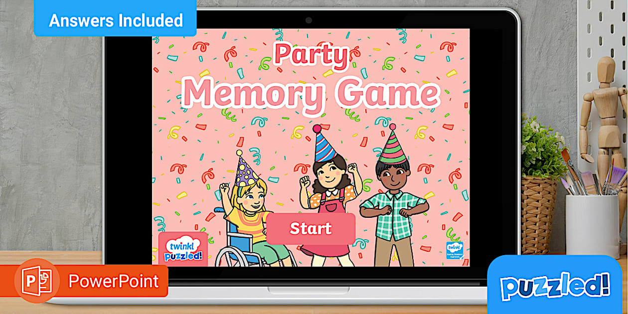 Fun Party Memory Game Puzzle PowerPoint (Teacher-Made)