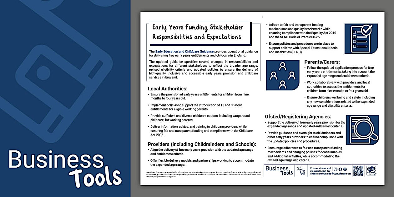 Early Years Funding Stakeholder Responsibilities and Expectations