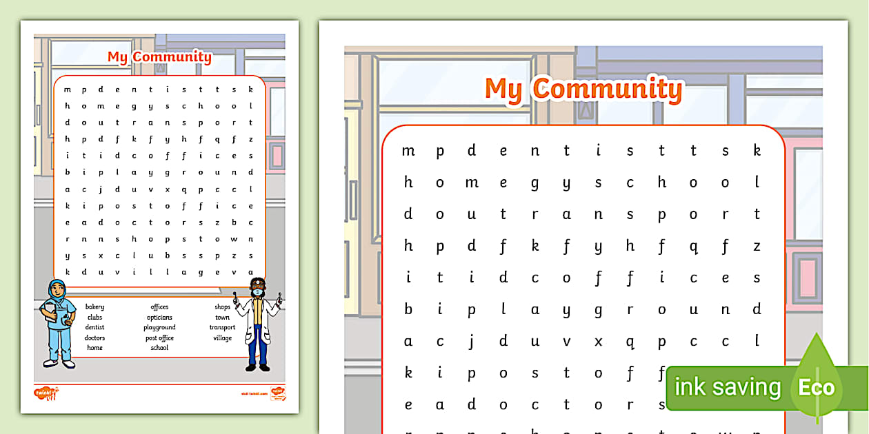 KS1 My Community Word Search (teacher made) - Twinkl