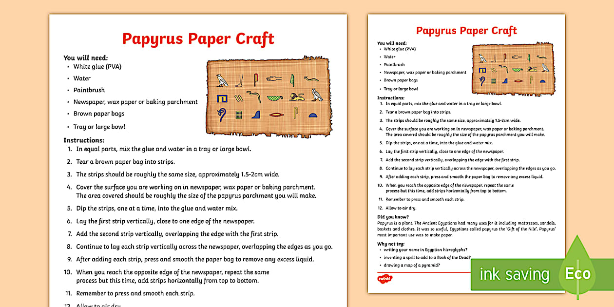 Papyrus Craft Activity (Teacher-Made) - Twinkl