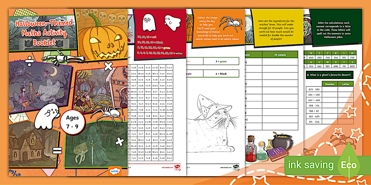 Halloween-Themed Maths Activity Booklet (Ages 7 - 9)