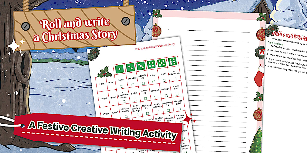 Roll and Write a Christmas Story Worksheet - Twinkl - KS2