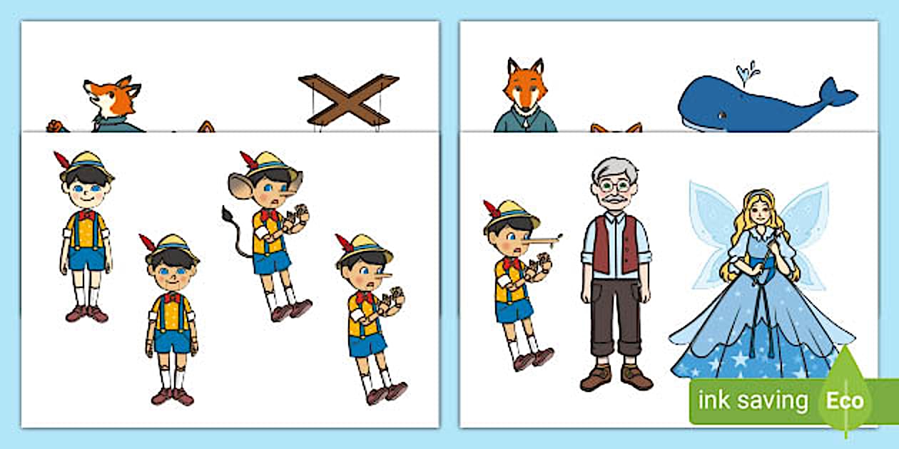 Pinocchio Stick Puppets (Hecho por educadores) - Twinkl