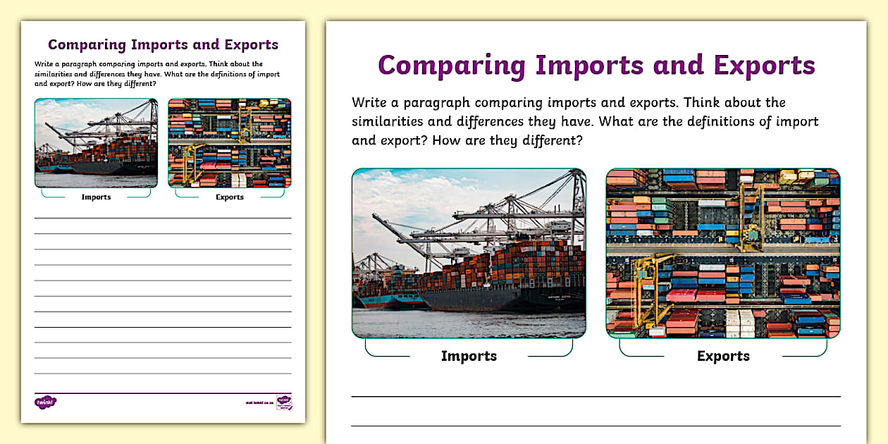 Comparing Imports and Exports Worksheet (teacher made)
